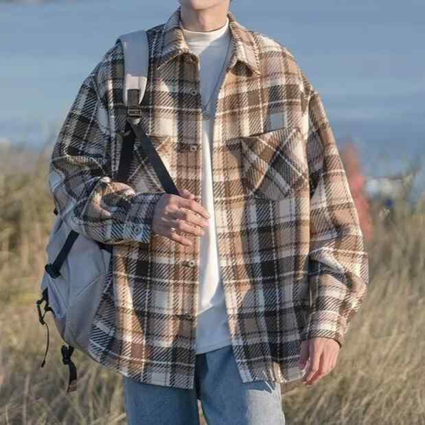 ジャケット メンズ ネルシャツ風 チェック柄 アウター 春秋 カジュアル ゆったり 羽織り・商品カテゴリ: ジャケット・スタイル: 港風・対象年齢: 18-24歳・襟型: 襟付き・フィット: ルーズ・前立て: シングルブレスト・フード: な...