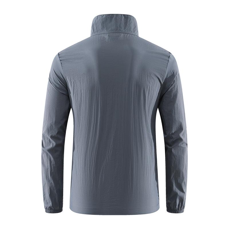 ジャケット 男性用 接触冷感 薄手 軽量 UVカット 紫外線対策 スポーツ アウトドア 普段使い 深グレー 深藍色 浅藍色 浅グレー デニム