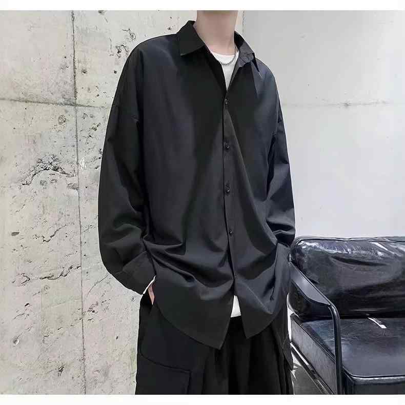 シャツ メンズ 長袖 形態安定 襟付き トップス カットソー ポリエステル 無地 ブラック 黒 グレー グレー ホワイト 白 オーバーサイズ ゆったり カジュアル・カテゴリ: シャツ・スタイル: 和風・対象: メンズ・生地: 化学繊維混紡・...