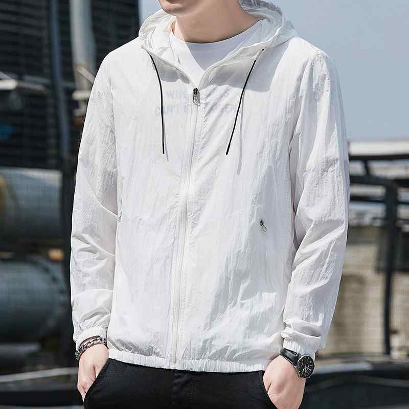 ジャケット メンズ 男性用 薄手 スポーツ カジュアル ウェア 撥水 防風 天ブルー グレー ホワイト ナイロン 合体型・厚さ: 薄手・カテゴリ: ジャケット・フード: フード付き・対象: 大柄な方向け・フィット: レギュラー・素材: ナイ...