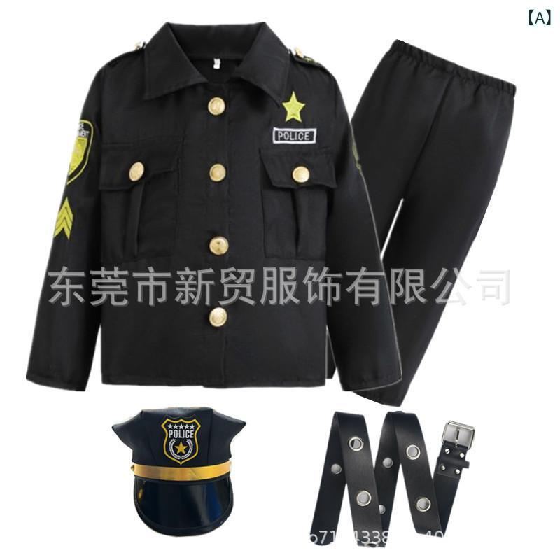 子供用 コスチューム 警察官 パイロット ジャケット 刺繍入り ハロウィン 仮装 男の子 女の子 イベント パーティー 綿混紡