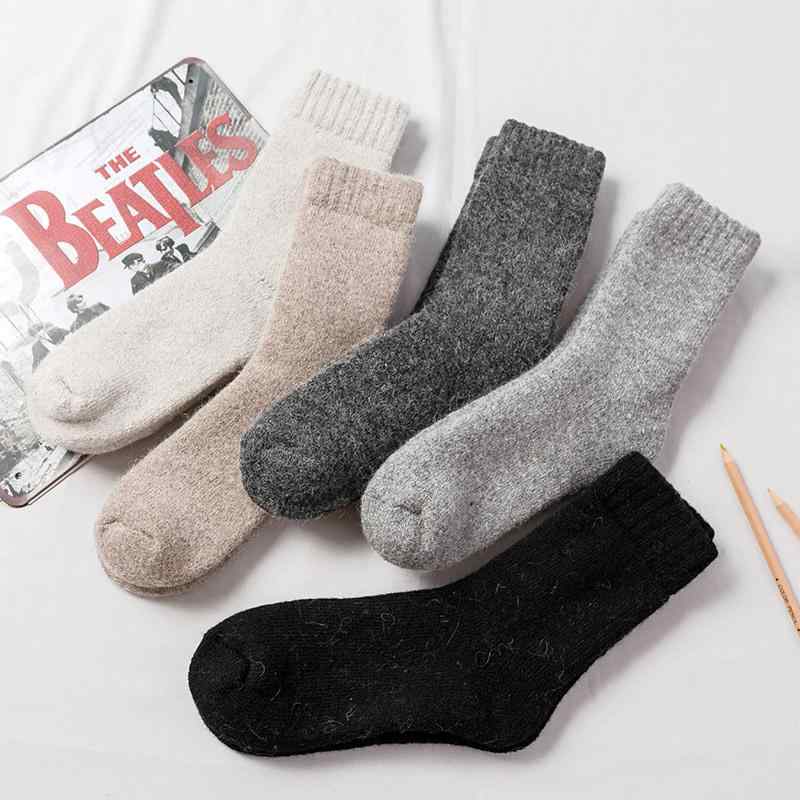 靴下 メンズ レディース 羊毛混 ソックス 厚手 パイル編み 無地 秋冬 男性用 女性用 黒 カーキ グレー 紺 あったか 防寒 冷え取り 暖かい