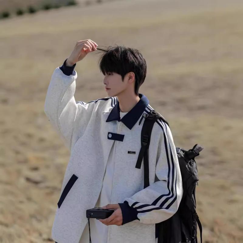 ジャケット メンズ 男性用 秋冬 ブルゾン ジャンパー アウター カジュアル ストリート 普段使い グレー 紺色 ポリエステル・商品カテゴリ: ジャケット・スタイル: 港風・対象年齢: 18-24歳・襟型: 翻領・シルエット: ルーズ・前立...