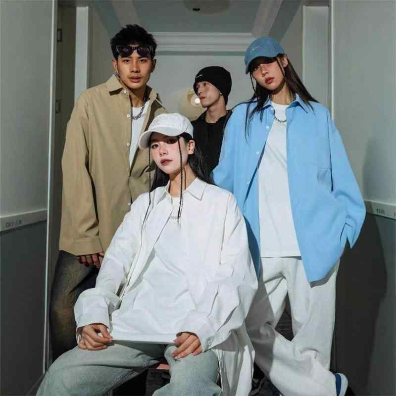 シャツ メンズ 長袖 ワークシャツ 無地 春秋 ポリエステル 普段使い カジュアル トップス ライトブルー ブラック ホワイト カーキ