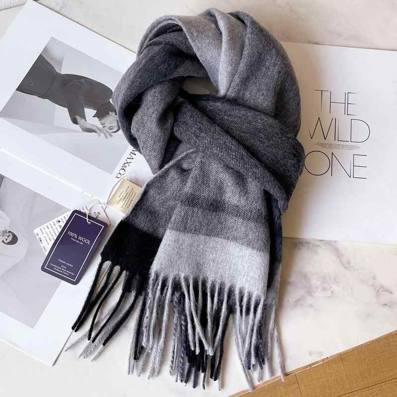 マフラー 男性用 ウール 秋冬物 ウールマフラー 紳士 シニア向け 190 35cm 保温性 暖かい 防寒 通勤 通学 ギフト プレゼント 贈り物 黒 ブラック グレー ベージュ