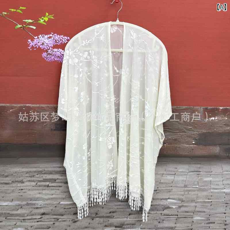 ショール レディース 春夏 レース 薄手 UVカット 日焼け防止 ストール ケープ 三角巾 冷房対策 ポリエステル 風 ホワイト・性別: 女性・素材: ポリエステル・シーズン: 春.夏.秋・カラー: ホワイト・スタイル: レトロ.エスニック...