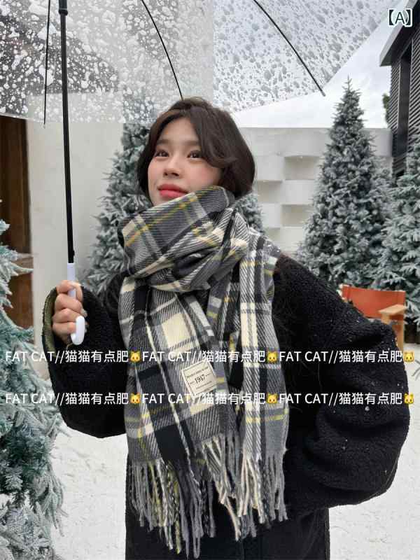 マフラー レディース 秋冬 韓国 プレゼント ショール ストール 学生 カップル あったか 防寒 格子柄 グレー 茶色 ピンク系 緑 水色 黄色 杏色 ポリエステル・編み方: 経編・機能: 保温・スタイル: ミディアムロング・カラー: 灰格...