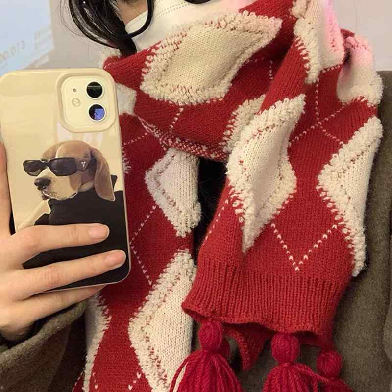 10個セットマフラー レディース メンズ 男女兼用 冬物 厚手 ニット 格子柄 襟巻き ネックウォーマー ストール ショール 赤性別: 男女兼用・素材: 毛糸・対象年齢: ・シーズン: 冬・柄: 格子・スタイル: 日韓風・カラー: レッド・...