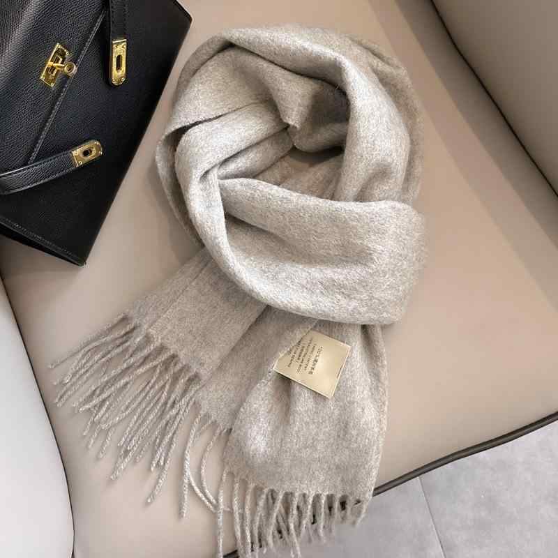 マフラー レディース メンズ ウール 秋冬 厚手 ストール ショール 大判サイズ フリンジ付き 無地 ベージュ ブラック ホワイト オートミール モカ キャメル コーヒー レッド ワインレッド ブラウン グリーン ピンク グレー イエロー ...