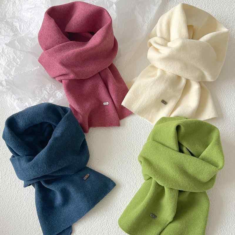 2個セットマフラー レディース メンズ ウール混 ニット 無地 秋冬 防寒 ストール カップル 155cm×30cm ミルクホワイト アップルグリーン ベージュ ダークブルー ブラウン カーキ 新年レッド フォレストグリーン ブラック グレ...