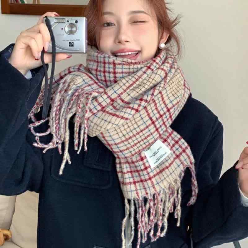 マフラー ストール レディース メンズ 秋冬 防寒 暖か 格子柄 チェック柄 カジュアル 普段使い ベージュ レッド グリーン コーヒー色 ポリエステル・編み方: 経編・機能: 保温・スタイル: 百搭.カジュアル.シンプル・カラー: ベージ...