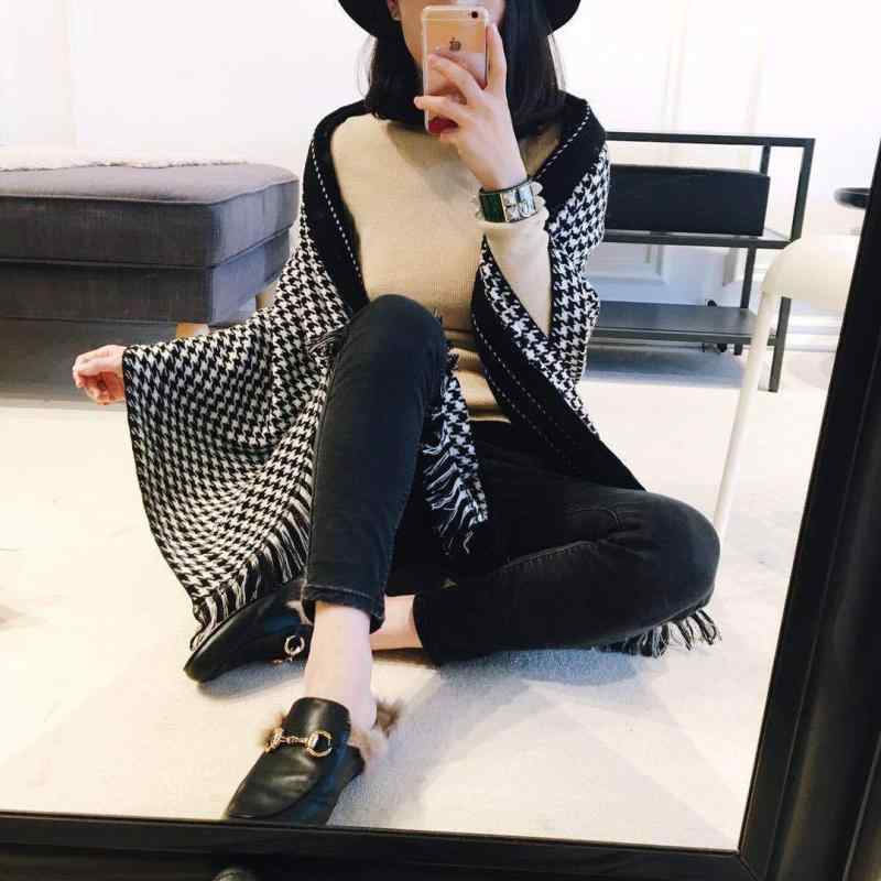 2個セットマフラー レディース メンズ ストール 秋冬 千鳥格子柄 厚手 大判 あったか ショール 黒 白 欧美風 男女兼用 ひざ掛け 防寒 冷房対策 春