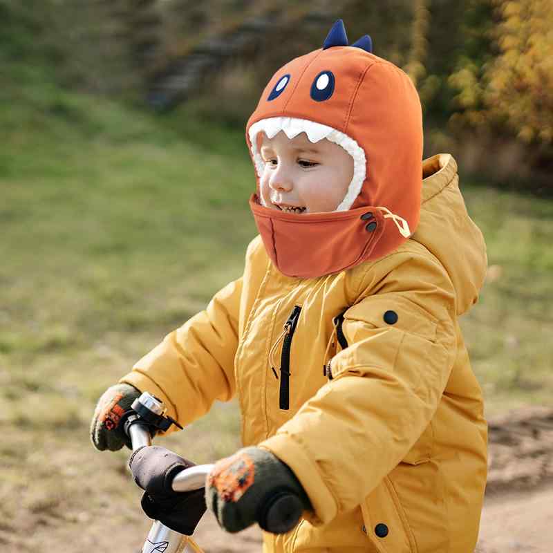 帽子 キッズ 子供用 男の子 女の子 かわいい 恐竜 雷鋒帽 裏起毛 防寒 防風 イヤーマフ付き マフラー 一体型 オレンジ 紺 ピンク 小麦色雷锋帽: カテゴリ・南京: 産地・橙色,藏青,粉红色,小麦色: カラー・帽围 48-54cm 可...