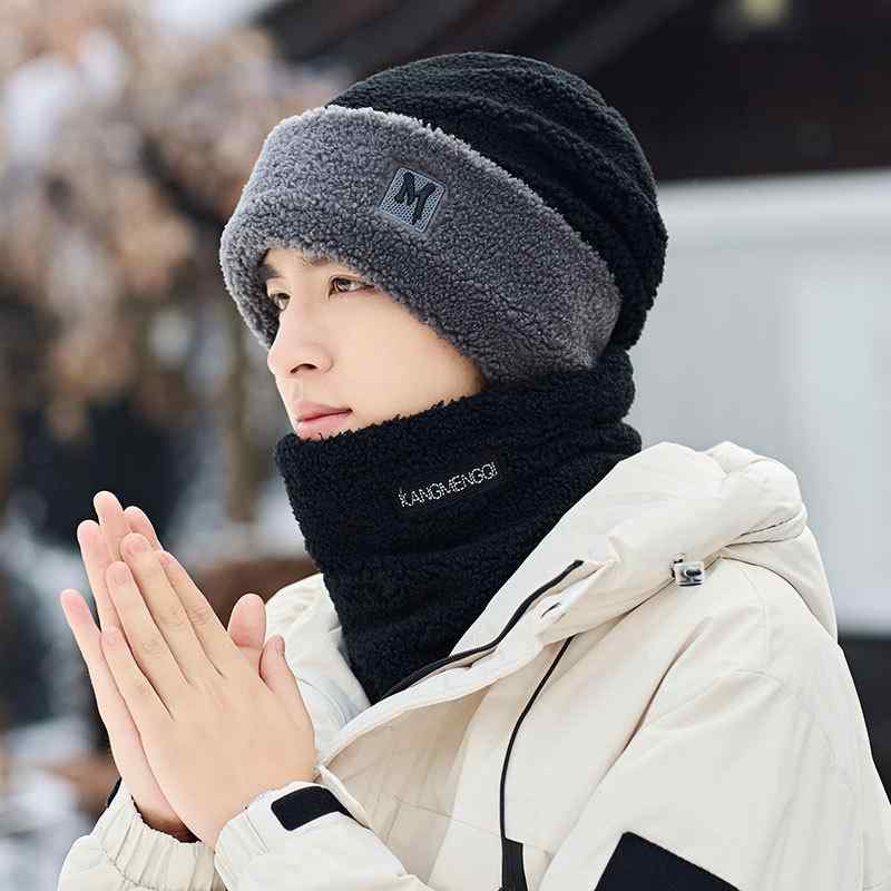 帽子 メンズ ニット帽 秋冬 防寒 保温 ネックウォーマー 暖かい 裏起毛 防風 伸縮性 ブラック カーキ グレー・カテゴリ: ニット帽・対象: メンズ・機能: 護頸.保温.防風・帽子の種類: 丸型・つばの形状: 短い・色: 大M標款 黒....