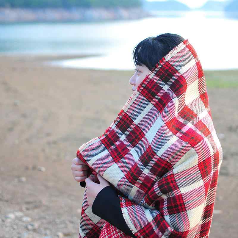 マフラー ストール レディース 秋冬 チェック柄 大判 厚手 防寒 学生 かわいい 韓国 ブリティッシュスタイル 赤 レッド系・編み方: 経編・流行要素: 格子・機能: 装飾・対象シーズン: 春.夏.秋.冬・スタイル: ストール