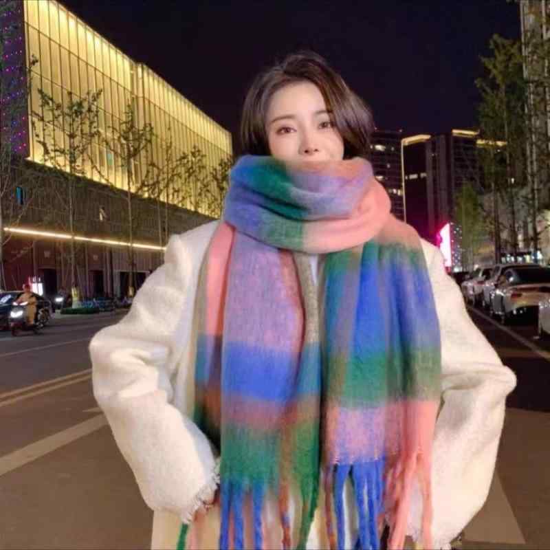 マフラー レディース メンズ 大判 秋冬 厚手 ストール ショール ペア 暖かい 防寒 中長 ポリエステル ピンク系 ブラック系 グレー・編み方: 経編・機能: 保温・スタイル: ミディアムロング・カラー: ピンク/ブルー・カラー: ブラッ...