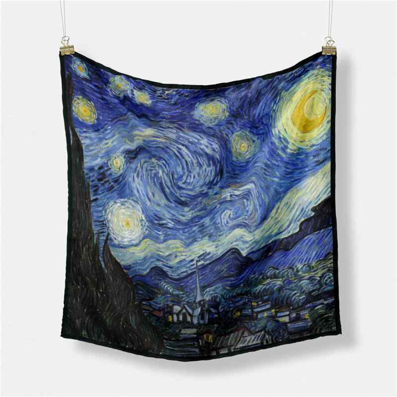 スカーフ レディース バンダナ タッチ 梵高 星空 油絵柄 小判 正方形 53cm バッグスカーフ ヘアアレンジ アレンジ プチスカーフ ストール ショール ひざ掛け 秋冬・カテゴリ: スカーフ・素材: ・性別: 女性・編み方: 経編・加工...