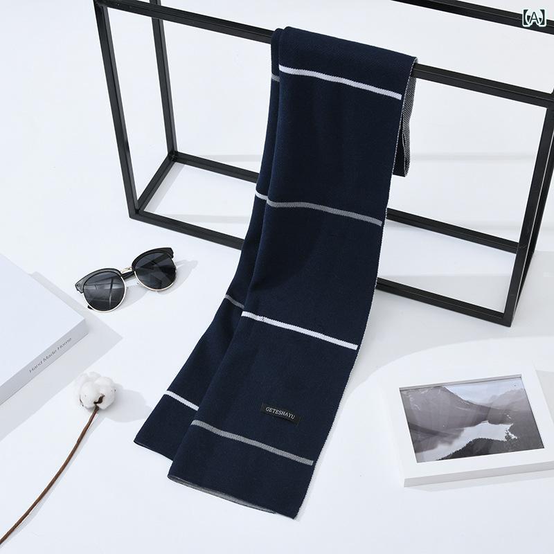 2個セットマフラー メンズ 男性用 秋冬 防寒 ストライプ 柄 襟巻き ショール 学生 ギフト 贈り物 普段使い 旅行 ビジネス 通勤 通学 紳士 プレゼント 180cm 大判 藏青 深灰 ブラック カーキ