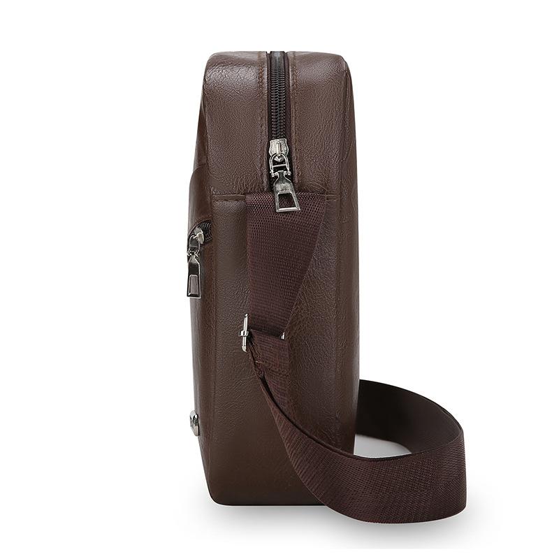 ショルダーバッグ メンズ 男性用 鞄 カバン ソフトレザー 防水 軽量 斜めがけ 通勤 ビジネス カジュアル ブラック ブラウン系