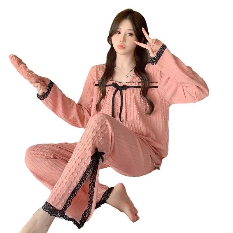 パジャマ レディース 春秋 Vネック 長袖 綿 上下セット ルームウェア 大きいサイズ ゆったり 部屋着 かわいい ピンク系 グリーン系・カテゴリ: セットアップ・素材: ニット.綿・スタイル: 胸パッド付き・・生地の厚さ: 141-160...