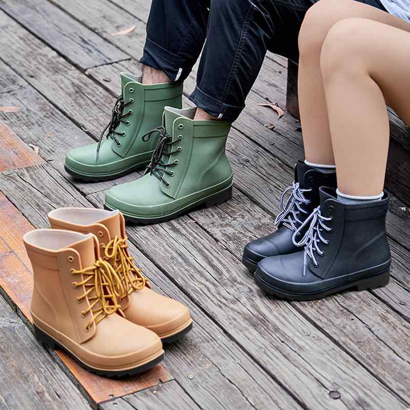 雨靴 男女兼用 ローカット 防水 滑り止め 厚底 カジュアル アウトドア ショートブーツ 黒 カーキ グリーン 36 37 38 39 40 41 42 43 44 45 46 47 春夏 秋冬・商品カテゴリ: レインシューズ・対象: 大人...