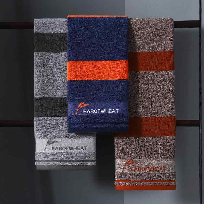 タオル 男性用 全綿 ジャカード 厚手 32本糸 AB撚糸 家庭用 業務用 オレンジ系 グレー系 ブルー系 37×76cm・素材: 綿・製法: 包边・カラー: オレンジ系, グレー系, ブルー系・サイズ: 37cm×76cm・重量: 約 約...