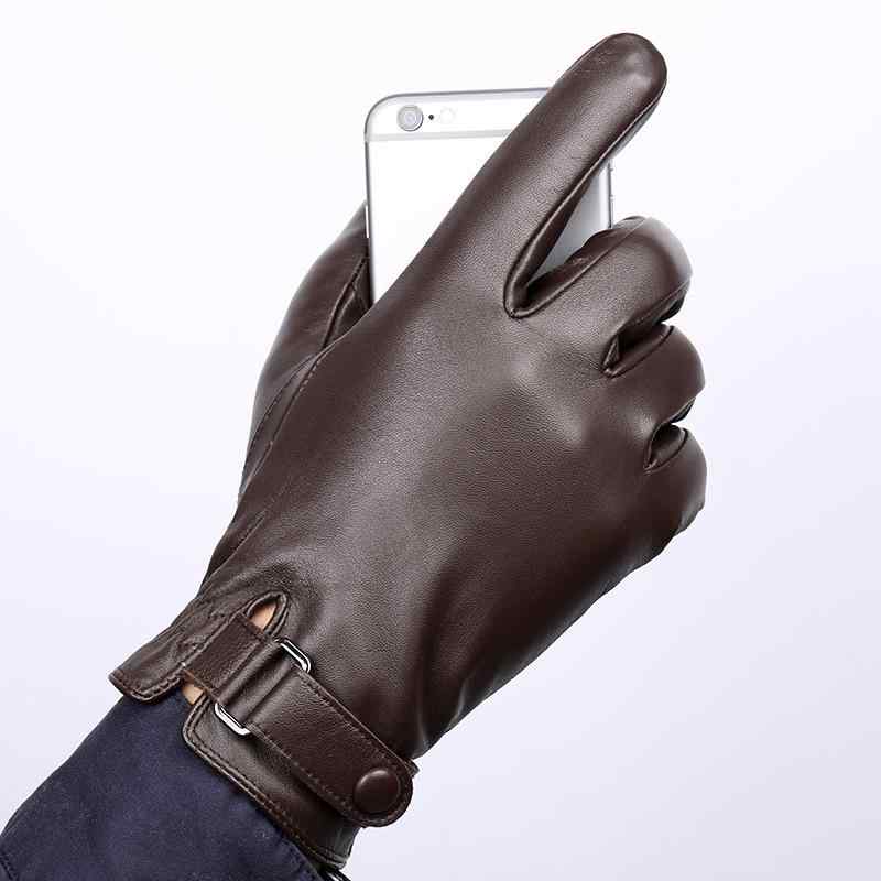 2個セット手袋 メンズ 男性用 秋冬 スマートフォン対応 防寒 暖かい 裏起毛 バイク 自転車 運転 ドライブ 羊革 レザー 革 皮 ブラック ダークブラウン・機能: 保温・スタイル: ミトン・カラー: ブラック（タッチスクリーン対応.裏起...