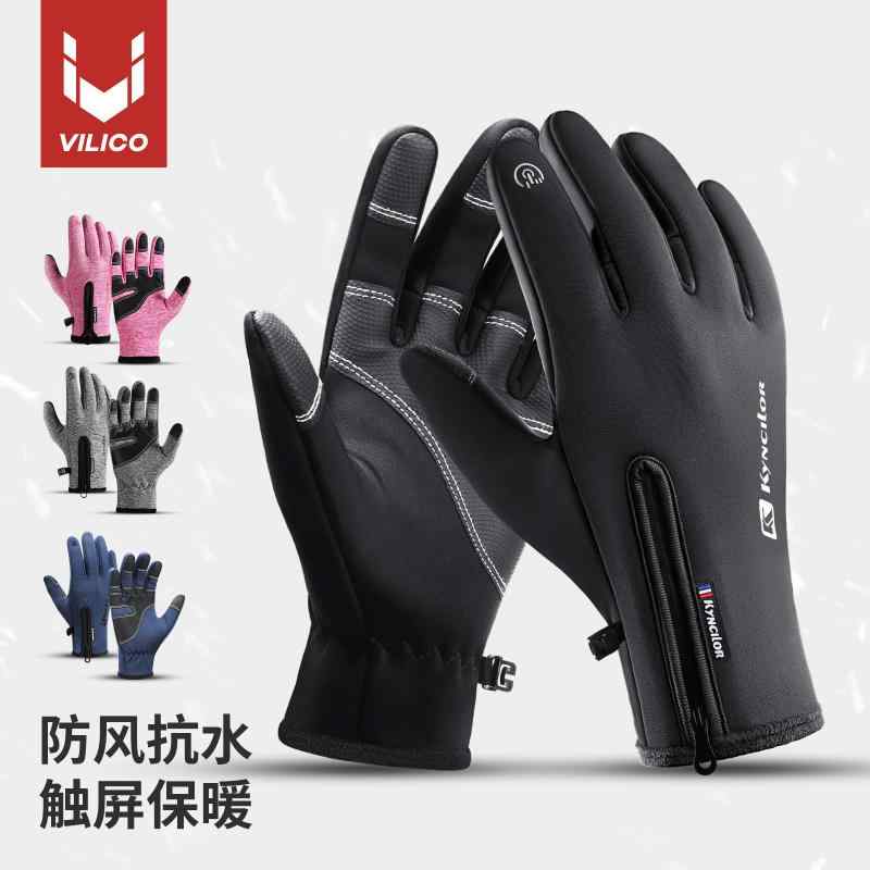 2個セット手袋 秋冬用 サイクル スキー グローブ 男性用 女性用 厚手 防風 登山 防寒 接触スクリーン 青 黒 グレー ピンク系