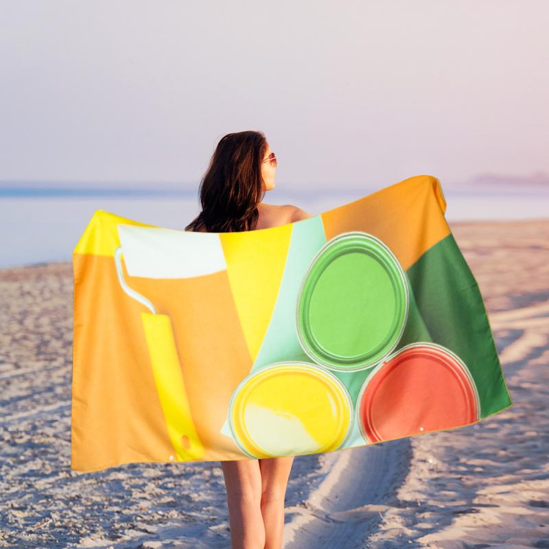 2個セットタオル ビーチタオル 速乾タオル 超極細繊維 両面パイル プリント 幾何学模様 海辺 防砂 スポーツタオル・素材: マイクロファイバー・パターン: 海辺・スタイル: ・カラー: 3895 幾何学模様（片面）.3895 幾何学模様（...