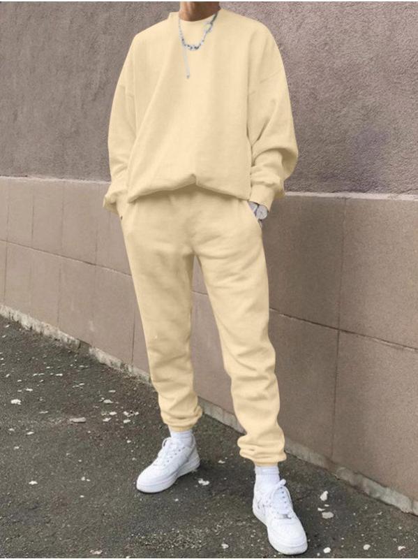 2個セットスウェット メンズ 無地 ドロップショルダー クルーネック トップス スウェットパンツ セットアップ 部屋着 ルームウェア ワンマイルウェア