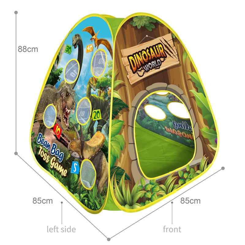 テント キッズ 子供用 恐竜 多機能 ゲームハウス 親子 交流 カートゥーン柄 おもちゃ 砂袋 粘着ボール ターゲット