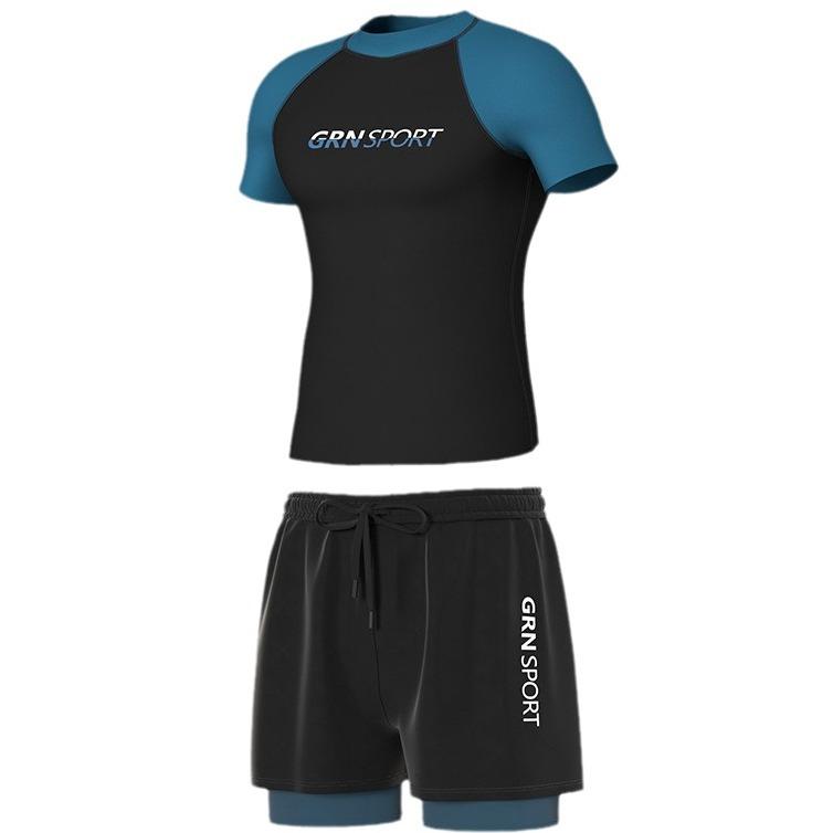 水着 メンズ 男性用 競泳用水着 スイムウェア セット 泳帽 泳鏡 ポリエステル 大寸 墨緑セット 霧ブルーセット 黒灰セット・素材: ポリエステル85%