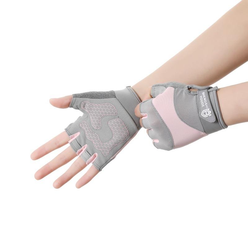 手袋 スポーツ レディース ハーフフィンガー グローブ 耐衝撃 滑り止め トレーニング 通気性 パッド入り 春夏 ピンク系 ブラック ブルー M L XL・機能: 防滑・スタイル: スポーツ風.シンプル・種類: 半指手袋.サイクルグローブ・...