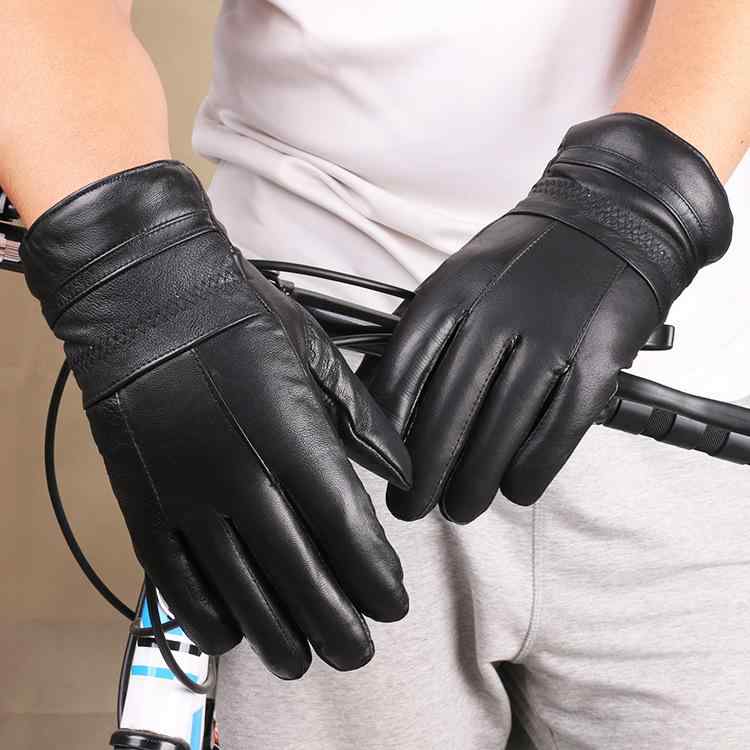 手袋 男性用 秋冬 羊革 手袋 防風 防寒 保温 裏起毛 厚手 グローブ バイク 自転車 アウトドア 黒string