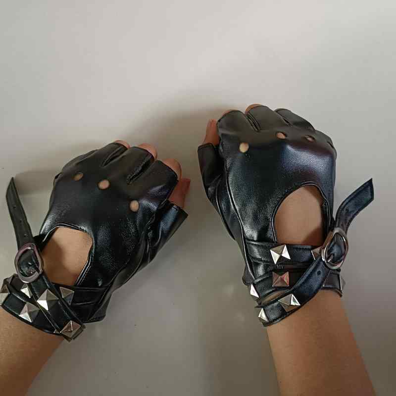 手袋 革 レディース クール パンク ステージ 衣装 ダンス 男性用 指なし ショー グローブ 卸売 防水 防滑 防風 黒 白 赤 人工皮革 清新 甘い・項目名: 手袋種類・値: 半指手袋・項目名: カラー・値: ブラック, ホワイト, レ...