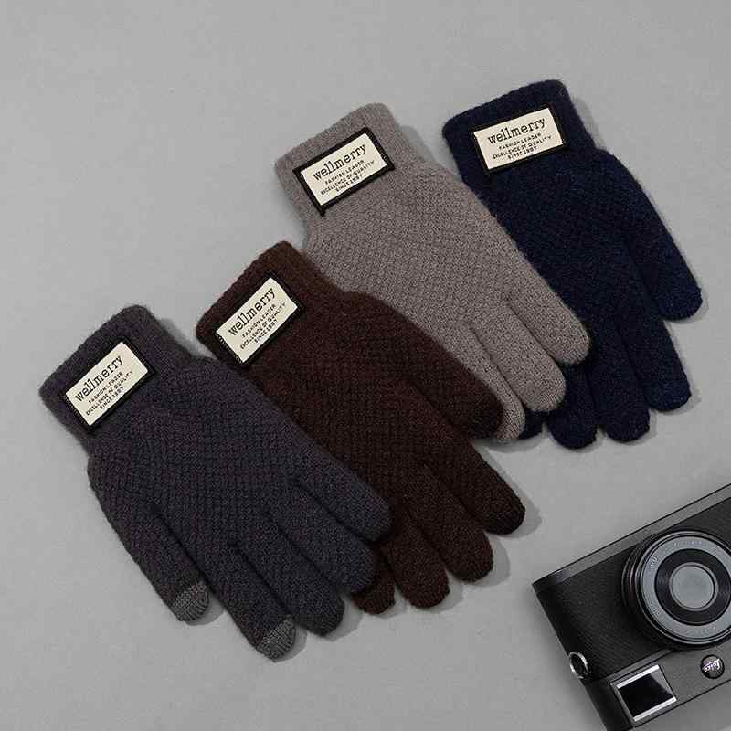 手袋 男性用 ニット手袋 秋冬 暖かい スマホ対応 裏起毛 防寒 グローブ ゆったり 大きめサイズ 黒 ブラック カーキ・機能: タッチパネル対応.保温・スタイル: 指あり手袋・カラー: ブラック.コーヒー.カーキ.ライトグレー.ダークグレ...
