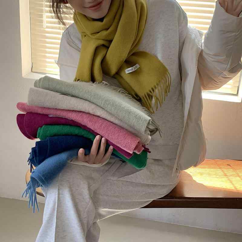 2個セットマフラー レディース メンズ ウール 秋冬 厚手 無地 ストール ショール 暖かい やわらかい 肌触り良い フリンジ付き エレガント カジュアル ビジネス フォーマル 180cm×32cm マルースグリーン ローズパープル・項目名...