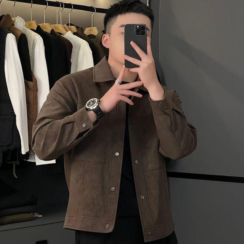 ジャケット メンズ 紳士服 スエード調 テーラード 春秋 無地 スリムフィット 細身 防風 カジュアル コーヒー色 黒・素材: 綿.ポリエステル・スタイル: カジュアル・カテゴリ: カジュアルスーツ・対象: メンズ・袖丈: 長袖・カラー: ...