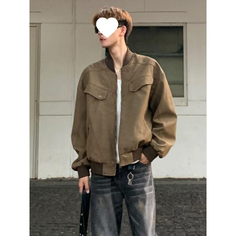 ジャケット メンズ 男性用 ワーク 野球服 ブルゾン 春秋 立ち襟 ゆったり ブラウン ブラック 耐摩耗性 ポリエステル・カテゴリ: ジャケット・スタイル: 流行・領型: 立襟・版型: ルーズ・前立て: ジッパー・・柄: 無地・対象: 青少...