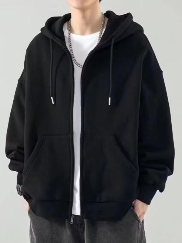 パーカー メンズ 春秋 トップス スウェット カーディガン 無地 長袖 フード付き グレー 黒 ポリエステル混紡 ゆったり サイドポケット