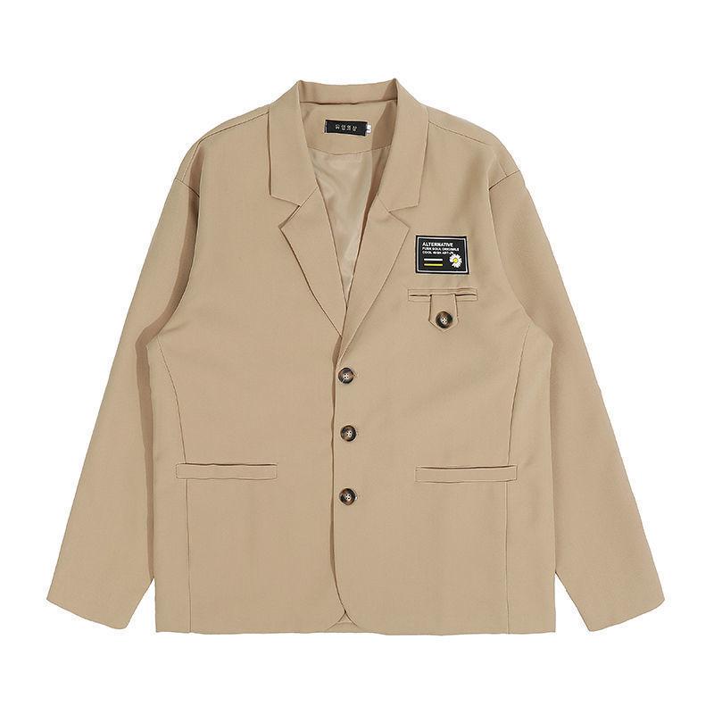 スーツ メンズ 男性用 韓国 セットアップ 3点セット テーラードジャケット トップス パンツ カジュアル 立襟 ゆったりシルエット 杏色 黒・カテゴリ: スーツセット・対象年齢: 18-40歳・フロント: シングルブレスト・誤差: 1-3...