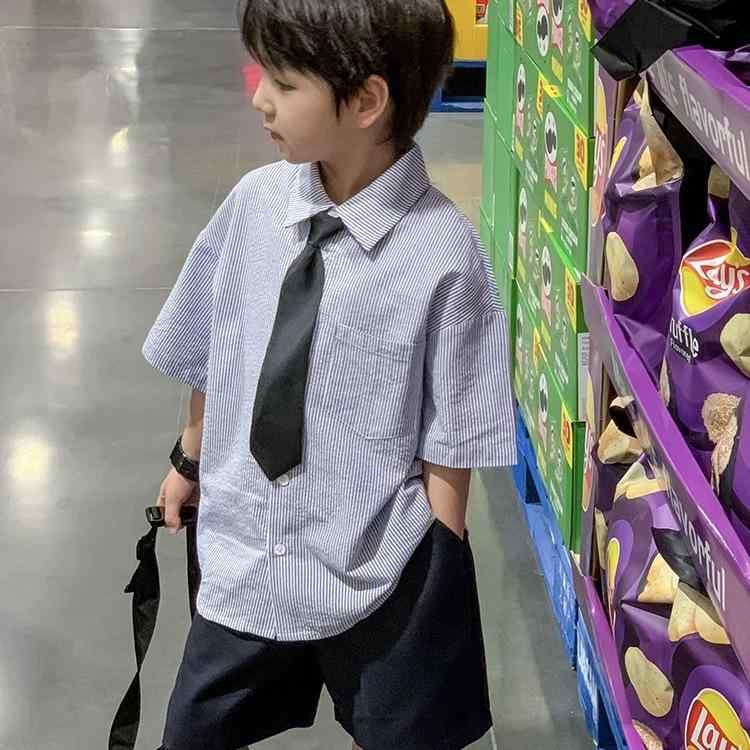 子供服 半袖シャツ 短パン セットアップ 男の子 フォーマル ハーフパンツ 上下セット 110cm 120cm 130cm 140cm 150cm 160cm 170cm 綿 70% カジュアルスタイル・スタイル: 韓国版・セット内容: パ...