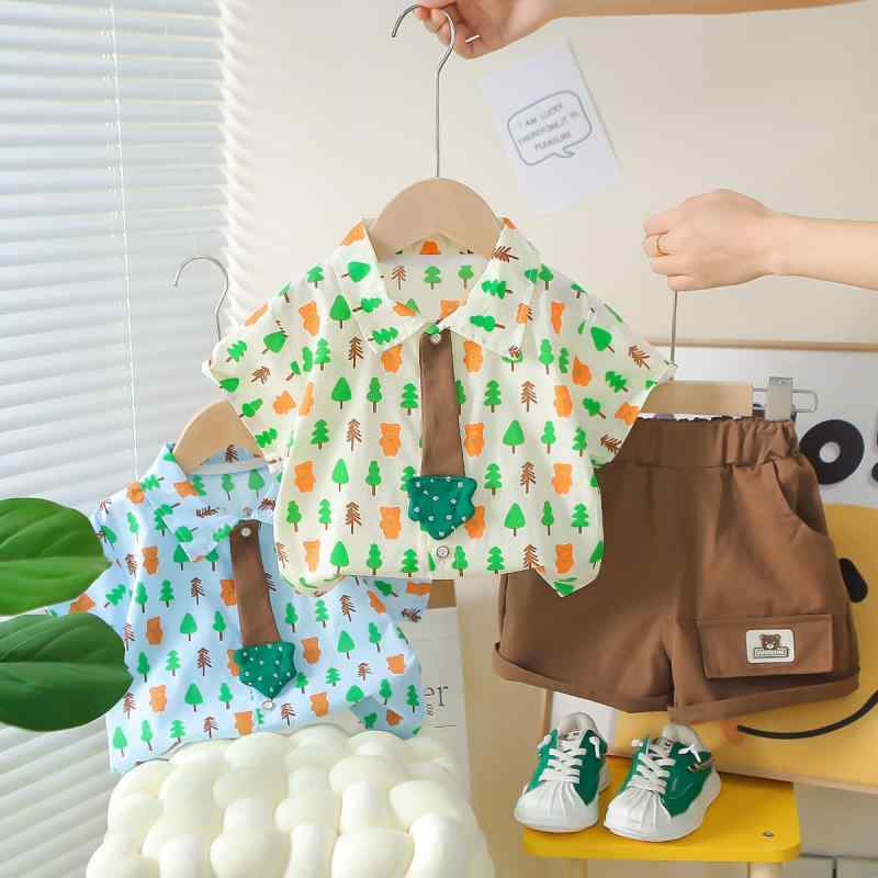 3個セットキッズ 半袖シャツ ショートパンツ 上下2点セット 子供服 ベビー服 男の子 夏 綿90％ 薄手 カートーン柄 80cm 90cm 100cm 110cm 120cm