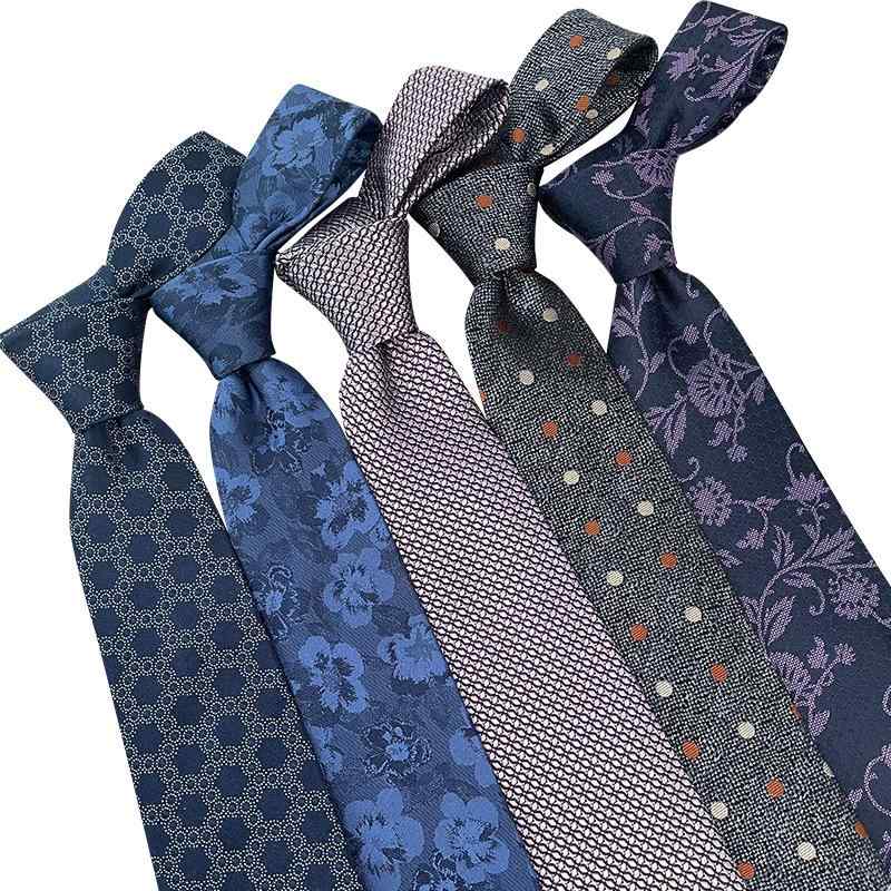 2個セットネクタイ 男性用 絹 7cm幅 フォーマル ビジネス 織柄 ジャカード 花柄 紺色 パープル系 ブルー系 グレー 上品