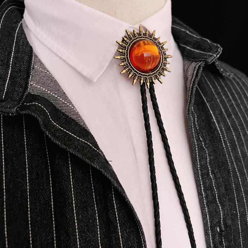 20個セットネクタイ メンズ 男性用 ウエスタン ボロタイ ロープタイ 調節可能 シャツ 襟飾り ネックレス アクセサリー レトロ 青古色 茶色 花柄・素材: 原驼毛