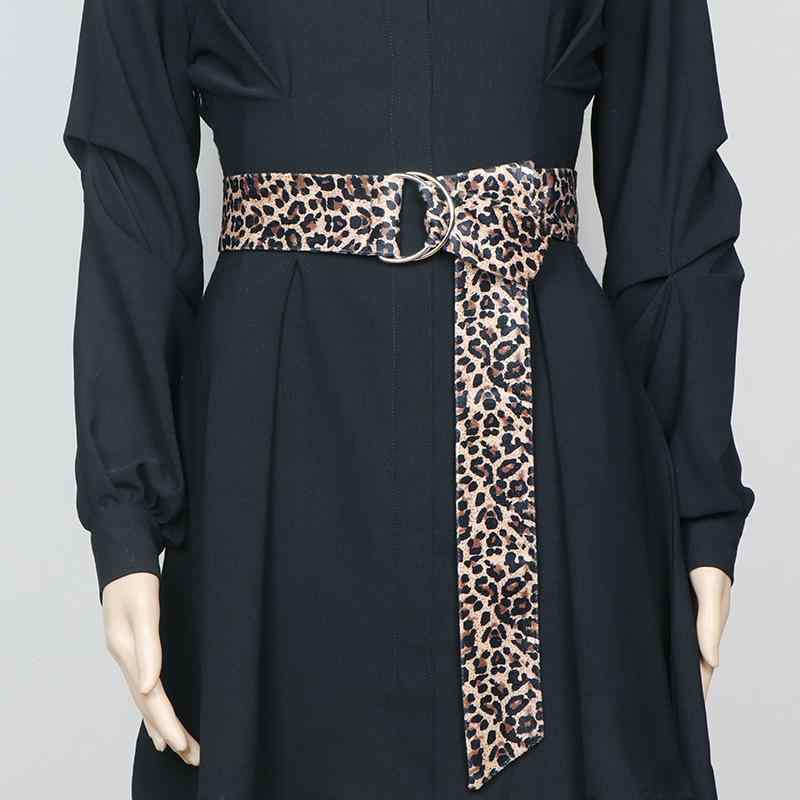 ベルト レディース ヒョウ柄 ウエストベルト 織布 ダブルリングバックル デニム ジーンズ 美錠ベルト 小物string