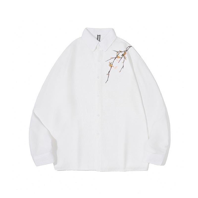 シャツ メンズ 男性用 トップス 長袖 コットン混紡 レトロ プリント柄 四季 普段使い リラックスフィット ホワイト ブラック・カテゴリ: シャツ・スタイル: 韓国版・対象年齢: 成人・対象: 男性・素材: ポリエステル96%以上.綿混紡...