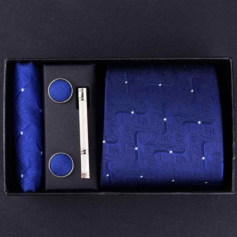 ネクタイ 男性用 8cm ジッパー ポリエステル ビジネス フォーマル ワンタッチ ネクタイ ブローチ タイピン 5点セット・素材: ポリエステル・対象: メンズ・デザイン: 幾何学模様・カテゴリ: ネクタイ・カラー: H6Y8105, H...