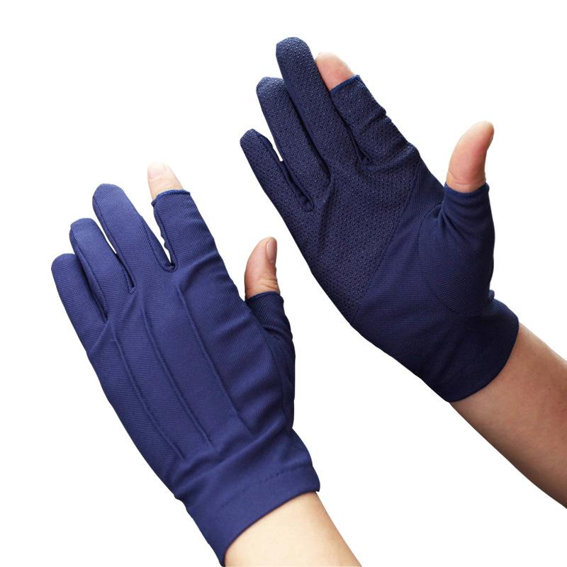 手袋 レディース メンズ 薄手 綿 夏用 掌側滑り止め付き UVカット 紫外線対策 スマホ対応 ドライブ 運転 春夏・機能: 日焼け防止・スタイル: 指あり手袋・カラー: ブルー.グレー.ベージュ.カーキ.ブラック（メンズ）.ピンク.ライト...