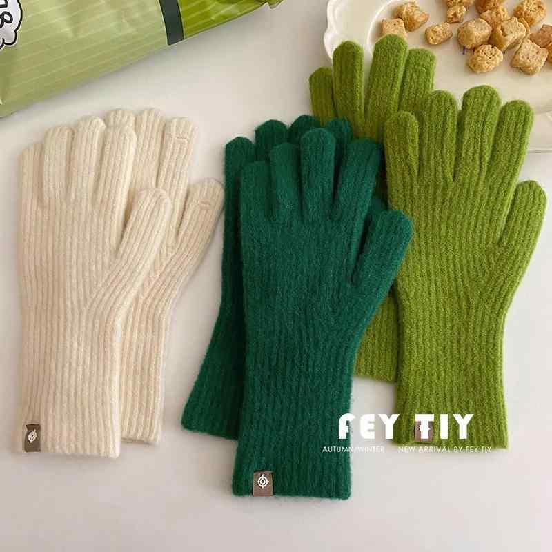 2個セット手袋 レディース 秋冬 スマートフォン対応 ニット手袋 ウール混紡 厚手 防寒 グローブ 学生 無地 かわいい 韓国 マルスグリーン 他・機能: 保温・スタイル: 韓国・種類: 指あり手袋・素材: ウール混紡・カラー: マルスグリ...